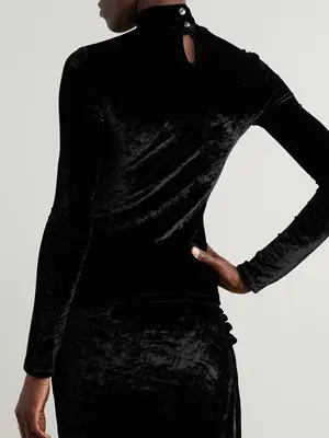 Rabanne Button Detail Draped Velvet Top
