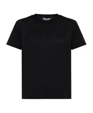 Versace Logo Embellished Top - Black