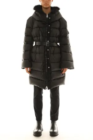 Ermanno Scervino Belted Hooded Coat - Black