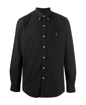 Polo Ralph Lauren Polo Pony Embroidered Curved Hem Shirt - Black