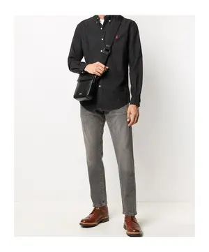 Polo Ralph Lauren Polo Pony Embroidered Curved Hem Shirt - Black