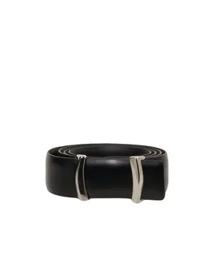 ORTIGNI Iconic Brackets Formal Leather Belt - Black