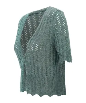 KAOS Openwork Cropped Cardigan With Metallic Sequins - No