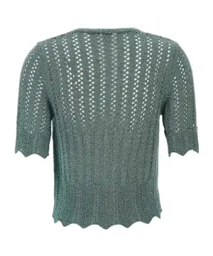 KAOS Openwork Cropped Cardigan With Metallic Sequins - No