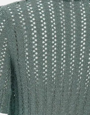 KAOS Openwork Cropped Cardigan With Metallic Sequins - No