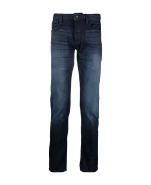Emporio Armani Logo-patch Straight-leg Jeans - Black