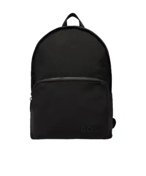 Hugo Boss Logo Lettering Zip-up Backpack - Black