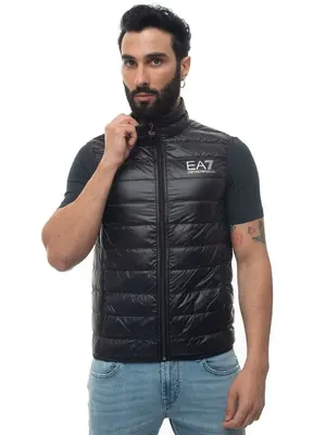 EA7 Logo Printed Zipped Down Gilet