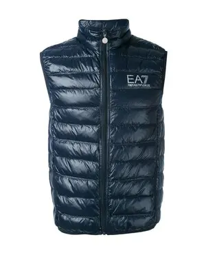 EA7 Logo Printed Zipped Gilet - Black