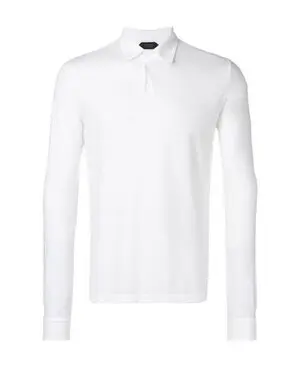 ZANONE Long-sleeved Cotton Polo Shirt - White