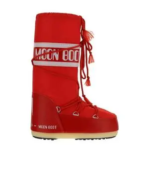 Moon Boot Icon Logo Printed Lace-up Snow Boots - Red