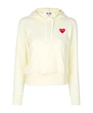 Play Comme Des Garcon Logo Hooded Sweater - White