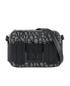 Armani Exchange Monogram Camera Case Bag With Adjustable Shoulder Strap - Black