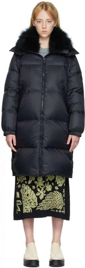 YVES SALOMON Logo Quilted Down Jacket - Black