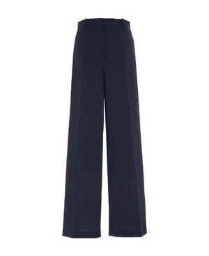 N.21 Belted Wide Leg Pinstripe Trousers - Black
