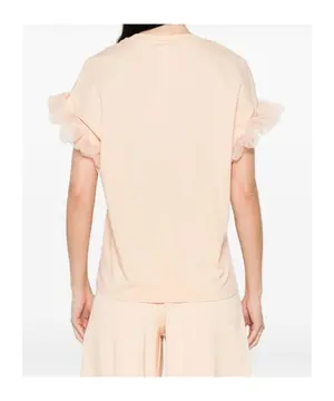 TWINSET Ruffled Sleeve Tonal Stitched T-shirt