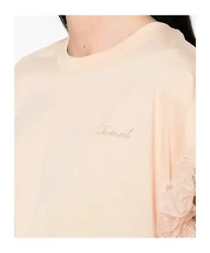 TWINSET Ruffled Sleeve Tonal Stitched T-shirt