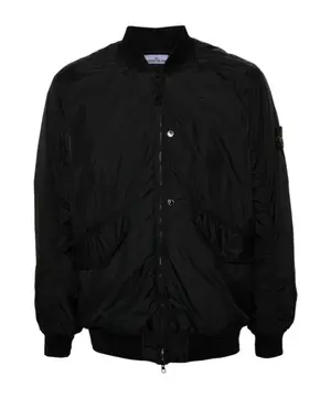 Stone Island Zipped Bomber Jacket - Black