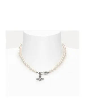 VIVIENNE WESTWOOD Lucrece Embellished Safety Pin Pendant Necklace