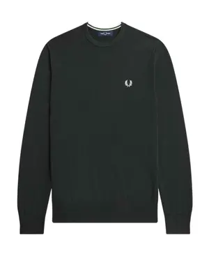 Fred Perry Crew Neck Embroidered Jumper - Green