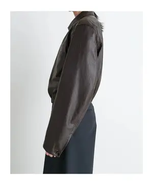 LEMAIRE Long Sleeve Buttoned-up Leather Jacket