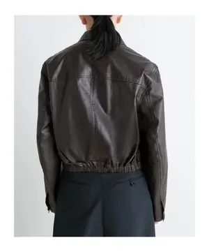 LEMAIRE Long Sleeve Buttoned-up Leather Jacket