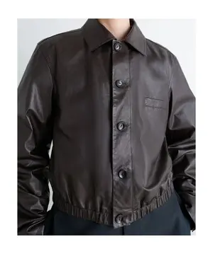 LEMAIRE Long Sleeve Buttoned-up Leather Jacket