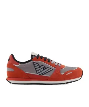 Emporio Armani Mesh Sneakers With Suede Details And Eagle Patch