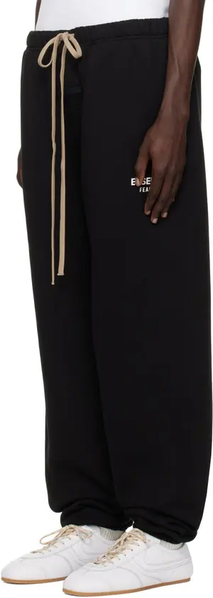 Fear Of God Logo Printed Drawstring Track Pants - Black