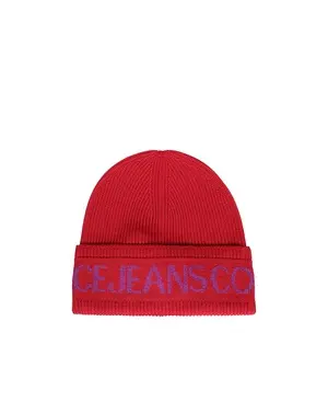 Versace Logo Knit Hat - Red
