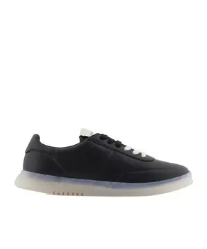 Emporio Armani Lace-up Leather Sneakers With Semi-transparent Sole