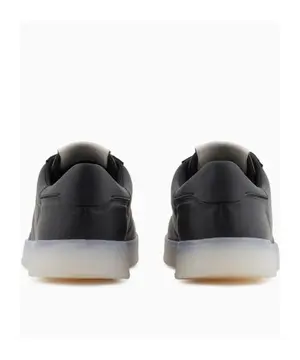 Emporio Armani Lace-up Leather Sneakers With Semi-transparent Sole