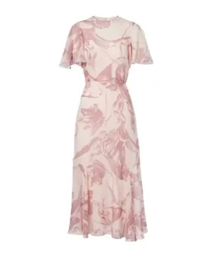 Erdem Printed Silk Midi Dress - Nude
