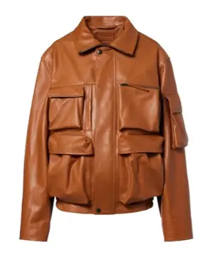 LEMAIRE Leather Blouson Jacket - Brown