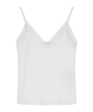 Marella Silk-blend Slip Top With Lace Trim - White
