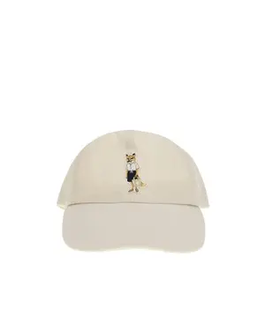 Maison Kitsuné Dressed Fox Logo Embroidered Baseball Cap - Beige