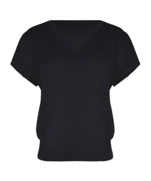 DONDUP V-neck Short-sleeve Knitted Top - Black