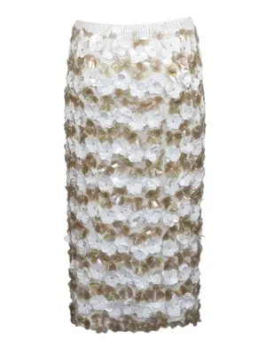 P.a.r.o.s.h Floral Sequin Midi Skirt