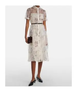 Altuzarra Kiera Floral Silk Midi Dress - Nude