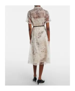 Altuzarra Kiera Floral Silk Midi Dress - Nude
