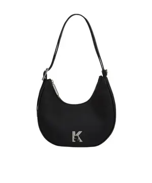 Karl Lagerfeld Twin Strap Moon Bag - Black