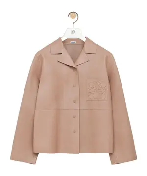 Loewe Logo Embossed Leather Pyjama Jacket - Light Brown