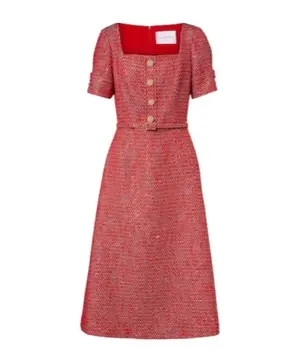 Carolina Herrera Cotton-blend Lamé Tweed Midi Dress - Red