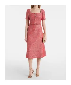 Carolina Herrera Cotton-blend Lamé Tweed Midi Dress - Red