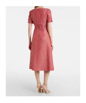 Carolina Herrera Cotton-blend Lamé Tweed Midi Dress - Red