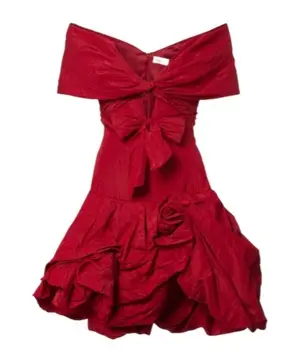 Magda Butrym Off-shoulder Sculptural Taffeta Minidress - Red