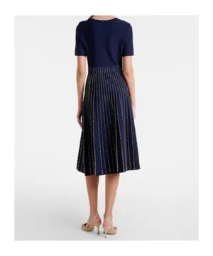 Carolina Herrera Beaded Knitted Pleated Midi Dress
