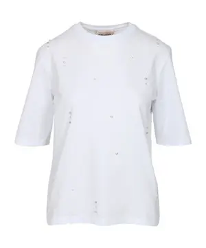 SEMICOUTURE Short-sleeved T-shirt With Crystal-effect Appliqués