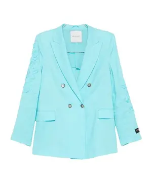 ERMANNO FIRENZE Embroidered Double-breasted Blazer - Blue