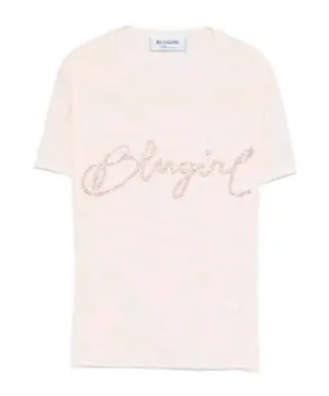 BLUGIRL Crystal Embellishment Logo T-shirt - White